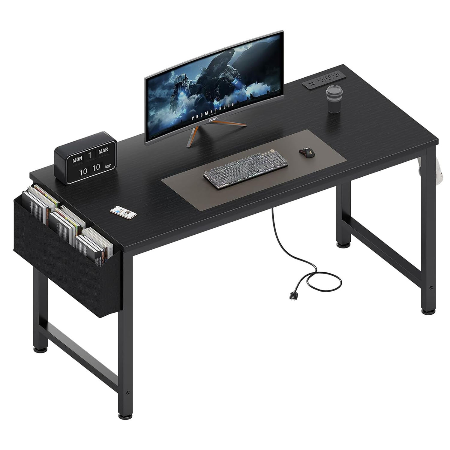 Inbox Zero Computer Desk With Power Outlet, Teen Study Table Home ...