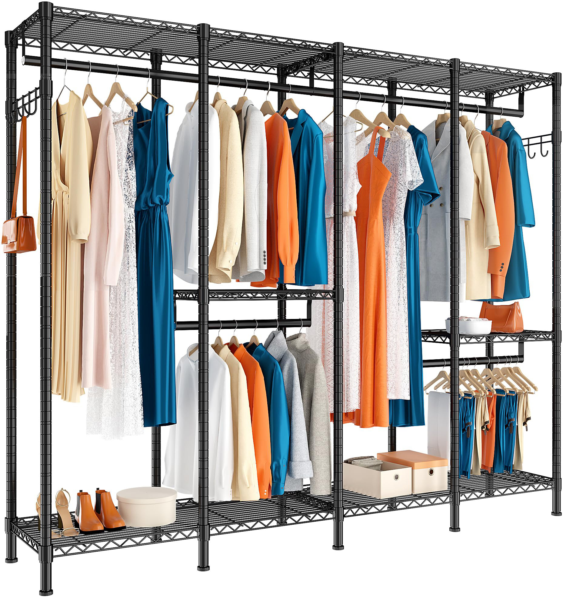Rebrilliant Mardena 75"H Metal Clothes Rack, Portable Clothes Hanging ...