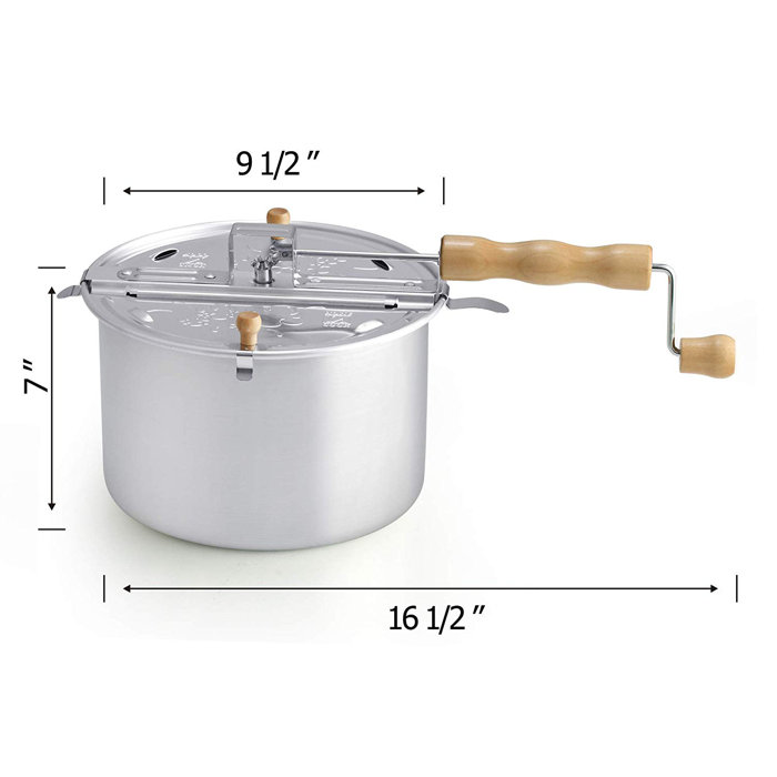 Cook N Home Stovetop Popcorn Popper with Crank, 6-Quart Aluminum ...