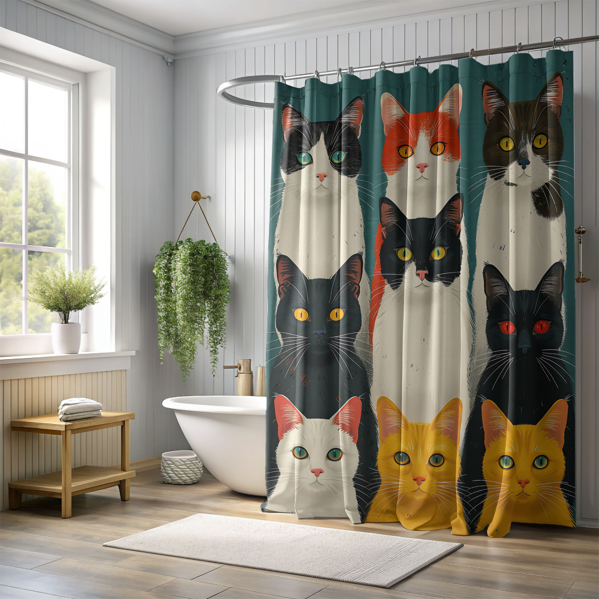 East Urban Home Paws & Brush - 1 Piece Standard Shower Curtain | Wayfair