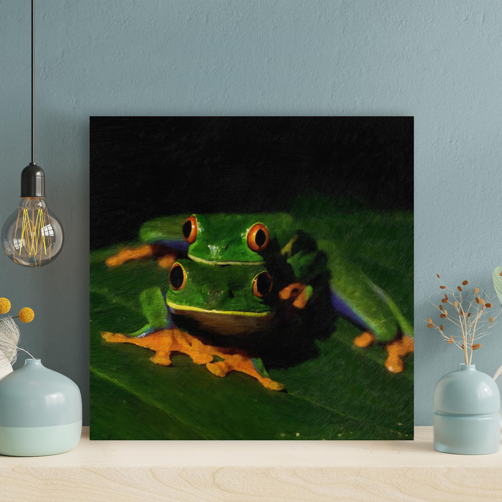 Gracie Oaks Selective Focus Photography Of Two Green Leaf Frogs On Leaf ...