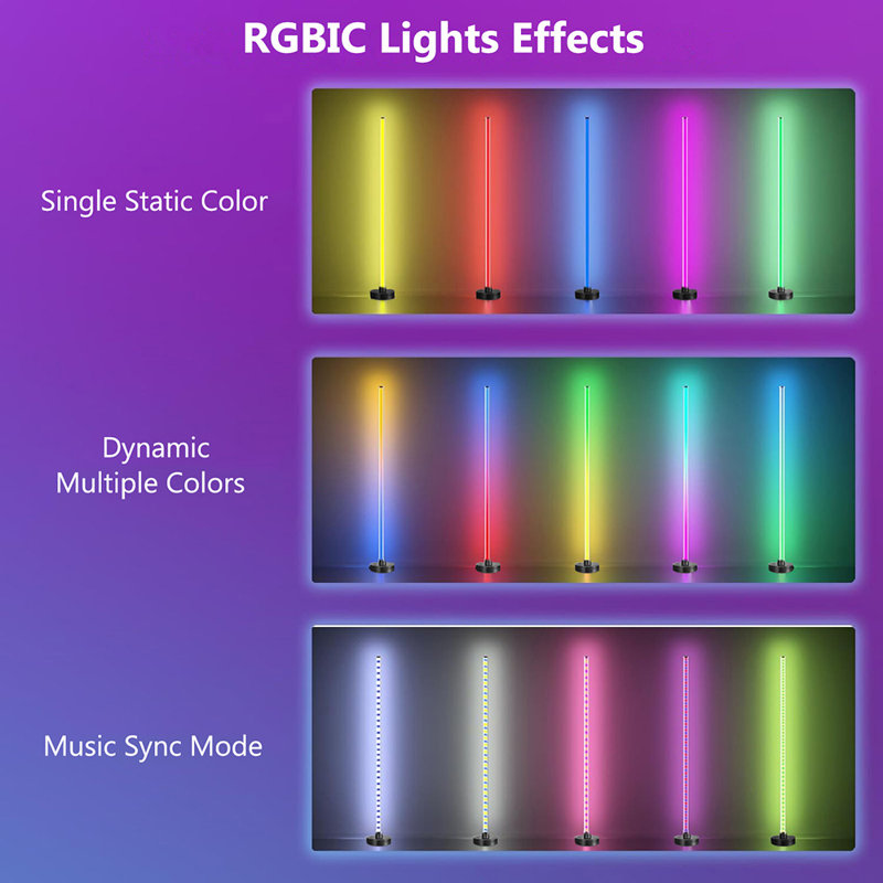 Wrought Studio™ Smart RGB Corner Floor Lamp Multicolor Changing LED ...
