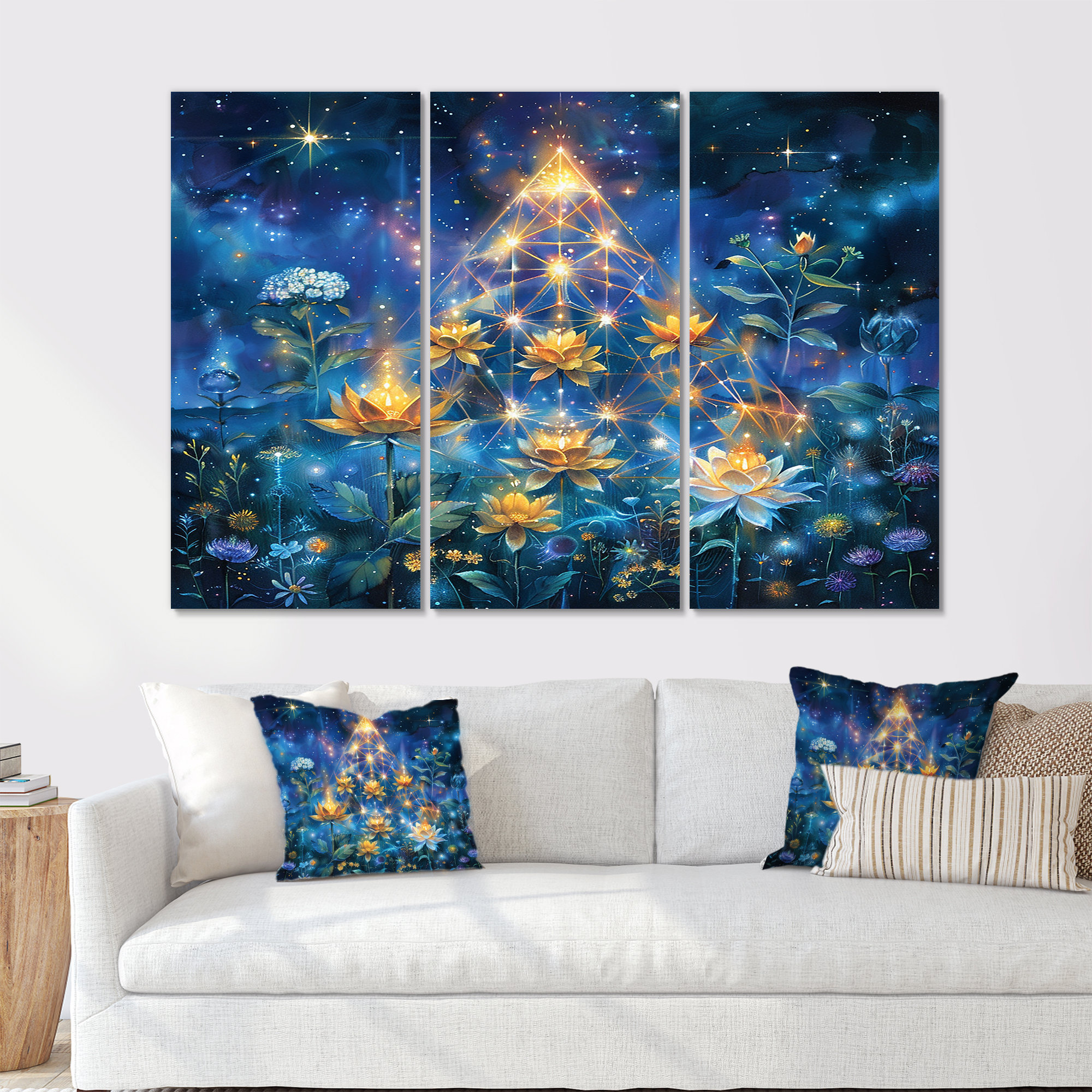 Design Art Blossoming Lotus Flowers Sparkling Magical Night - Other ...