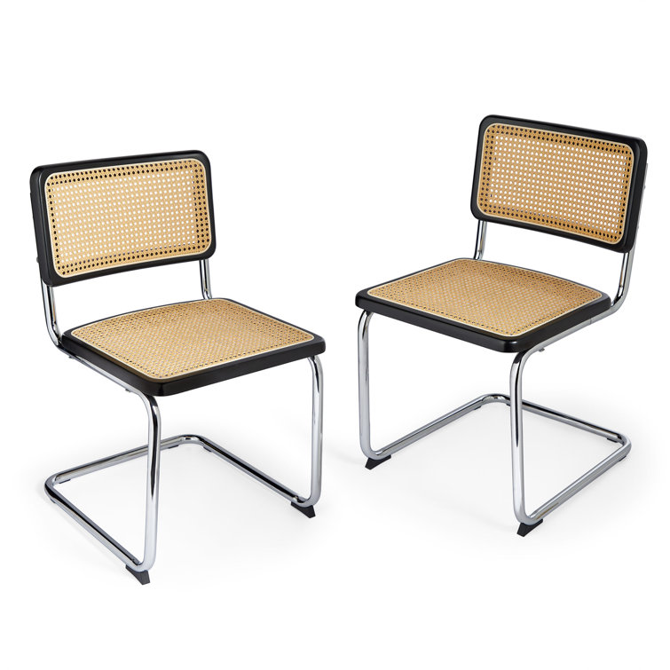 Spinningfield Rattan Cantilever Dining Chairs with Chrome Legs ...