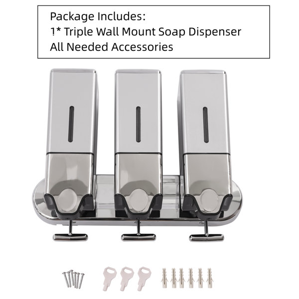 Latitude Run® Triple Wall Mount Shower Pump Soap Dispenser & Reviews ...