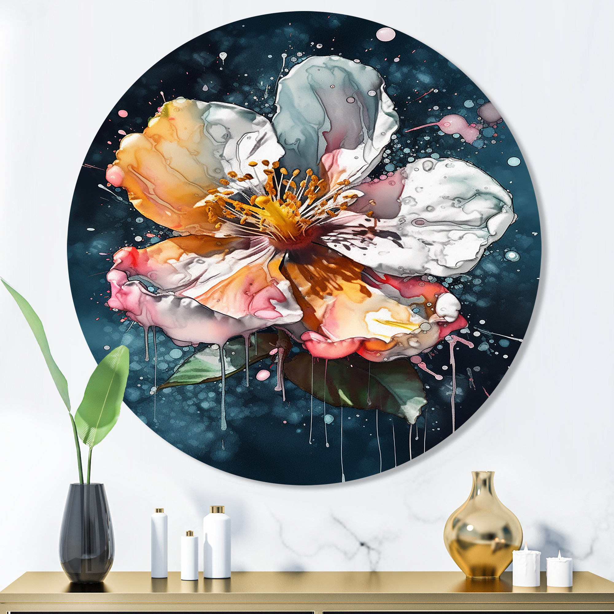 Red Barrel Studio Gearleen Colorful Lily Splash III - Lily Round Metal ...