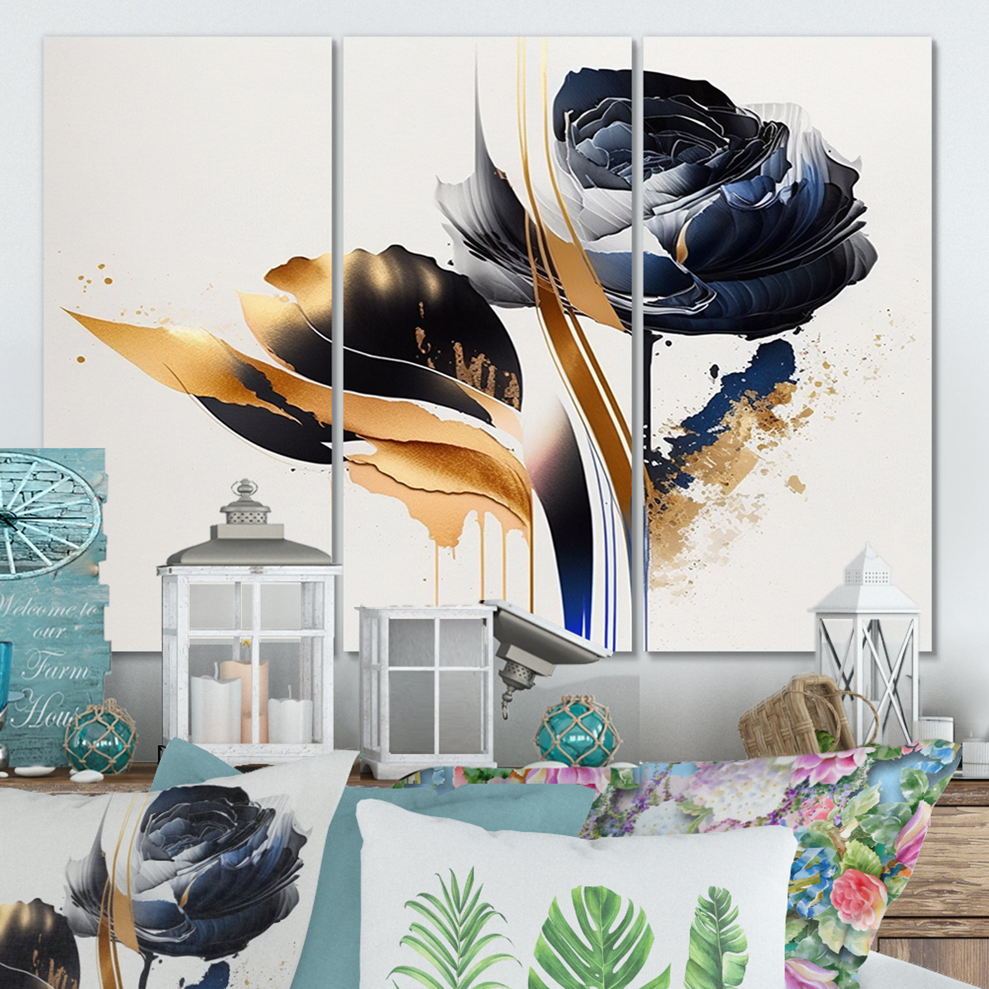 Red Barrel Studio® Domic Roses Flow Flower On Abstract Fusion III - 3 ...