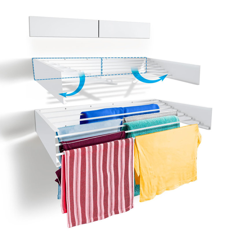 OLHAV Laundry Drying Rack Wall Mounted, 27 Linear Ft | Wayfair