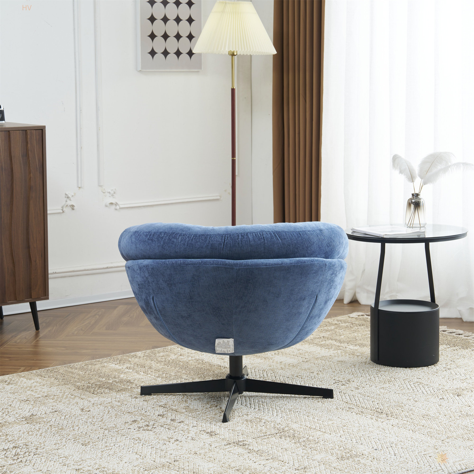 Corrigan Studio® Modern Chenille Office Chair, 360° Swivel Accent Chair ...