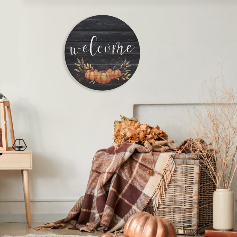 August Grove® Welcome Pumpkin Black Circle | Wayfair