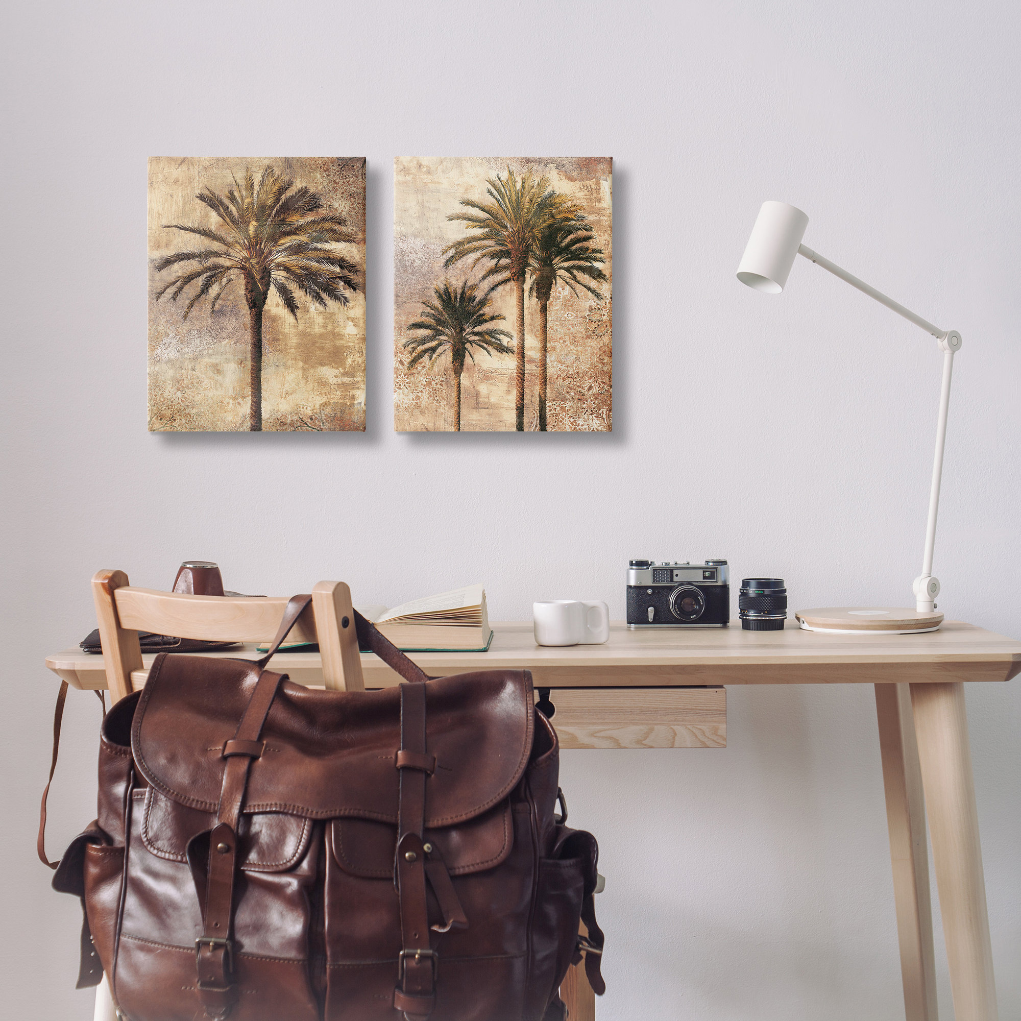 Bay Isle Home™ Arching Palm Leaves 2 PC Canvas Wall Art Set by John Seba | Wayfair