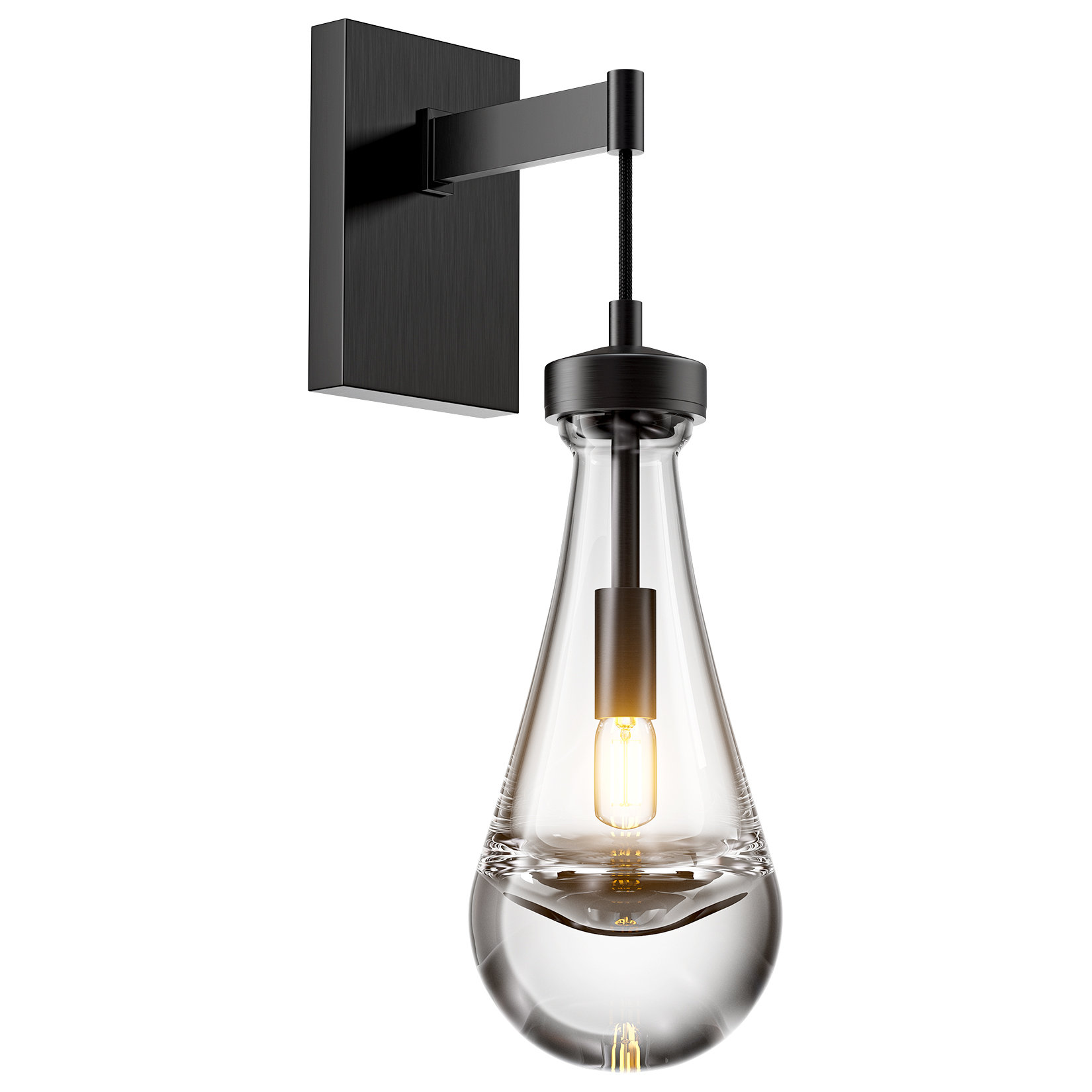 Everly Quinn Kymani Raindrop Solid Thick Glass Armed Rod Wall Sconce ...