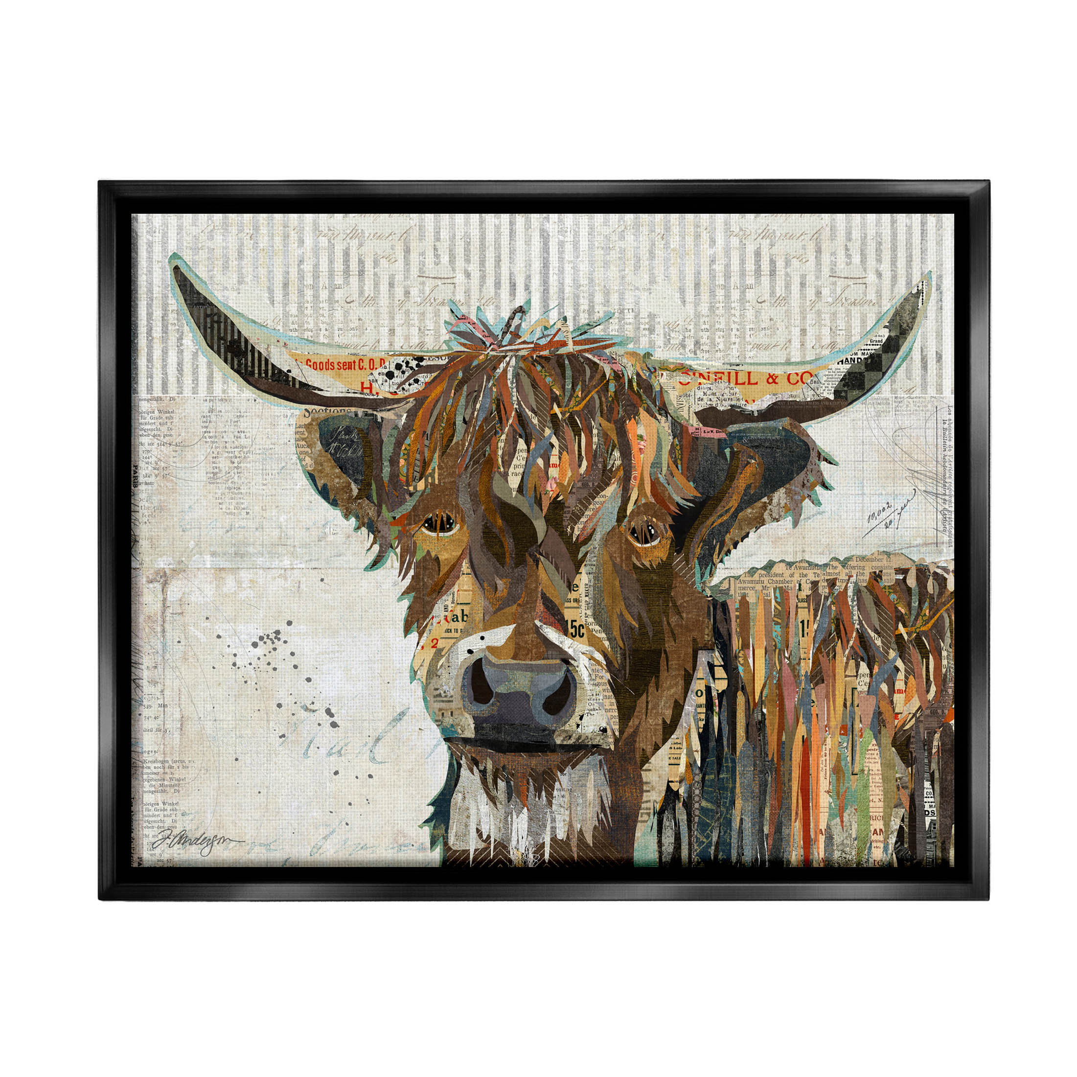 Union Rustic Highland Cattle Cow Collage Portrait Floating Canvas Wall ...