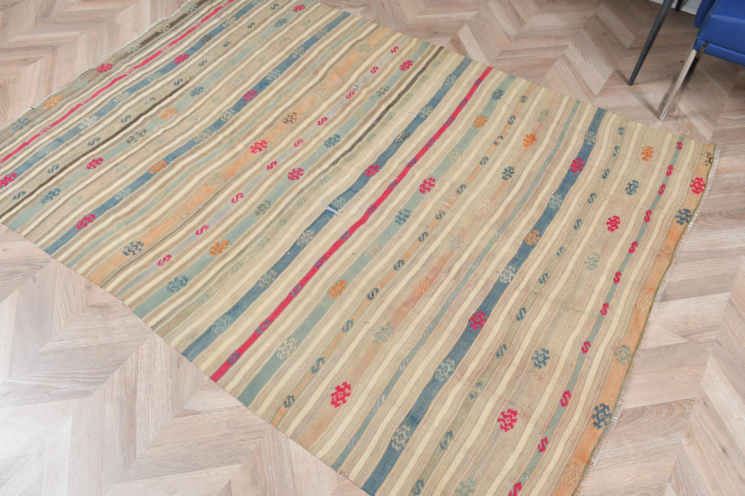 Foundry Select Vintage Green Turkish Kilim Area Rug with Rustic Oushak ...