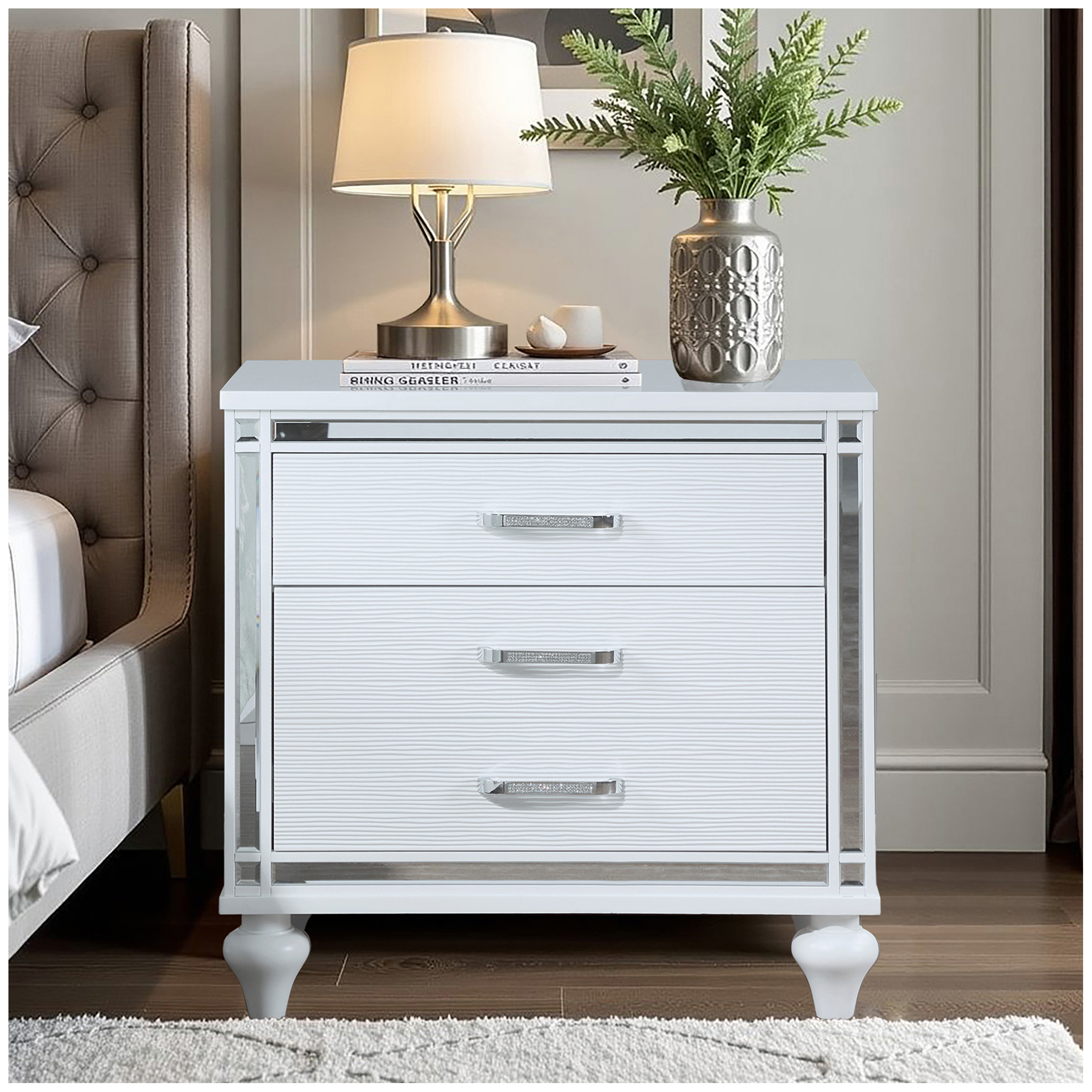Rosdorf Park Nightstands with mirror frame accents, Bedside Table with ...