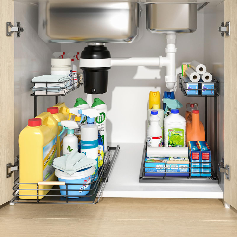 FEIYAN 2Pack Under Sink Organizers And Storage, 2 Tier Bathroom Kitchen ...