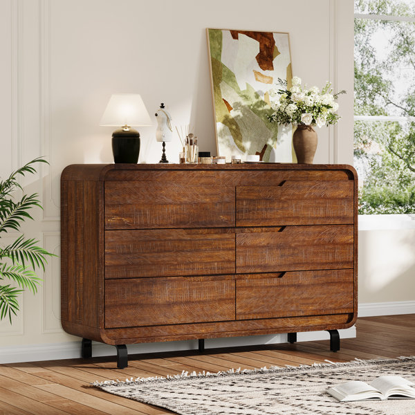 Ebern Designs 6-Drawer Dresser for Bedroom, Large Wood Storage Chest ...