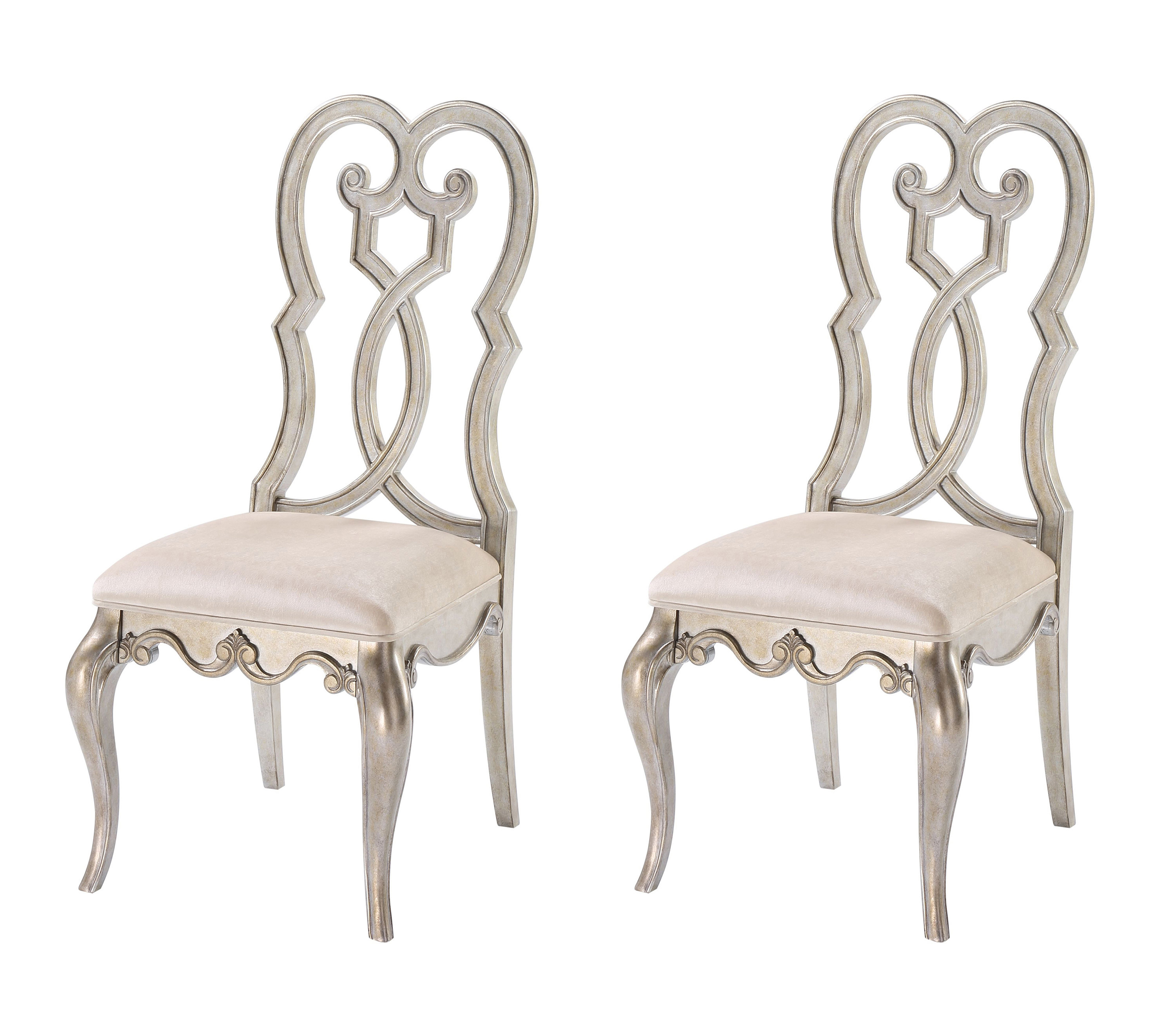 One Allium Way® Ivory And Antique Champagne Side Chairs (Set Of 2 ...