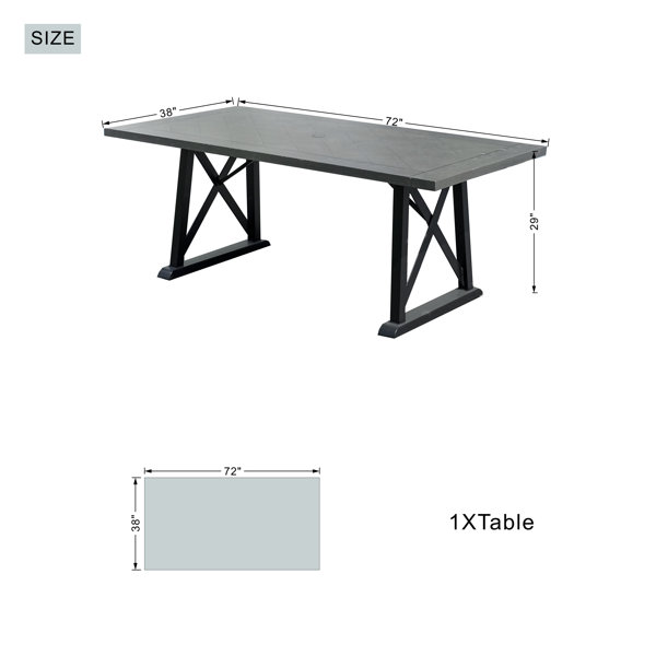 Gracie Oaks Ellean Rectangular Powder Coated Steel Outdoor Dining Table ...
