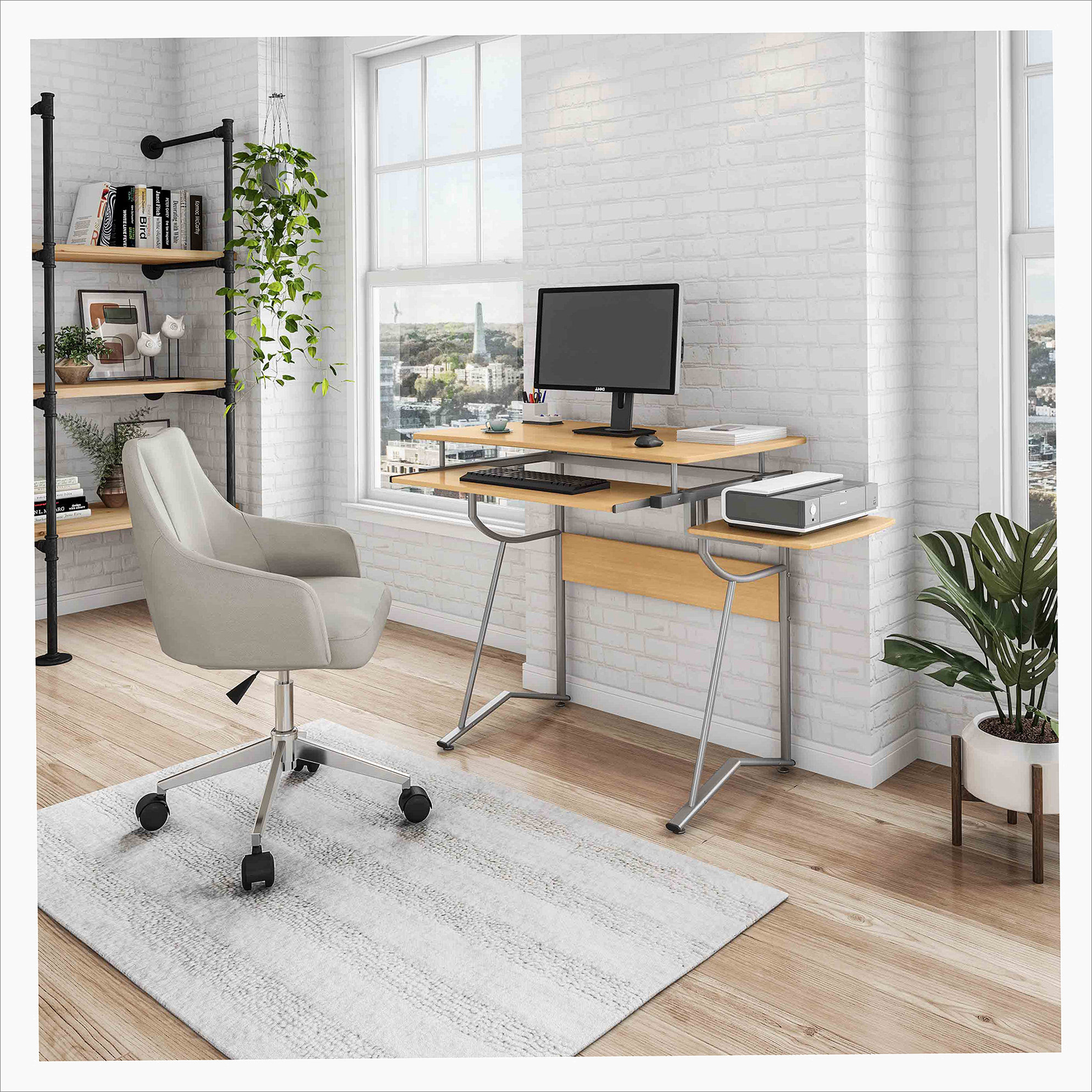 Latitude Run® Techni Mobili Compact Computer Desk with Side Shelf and ...