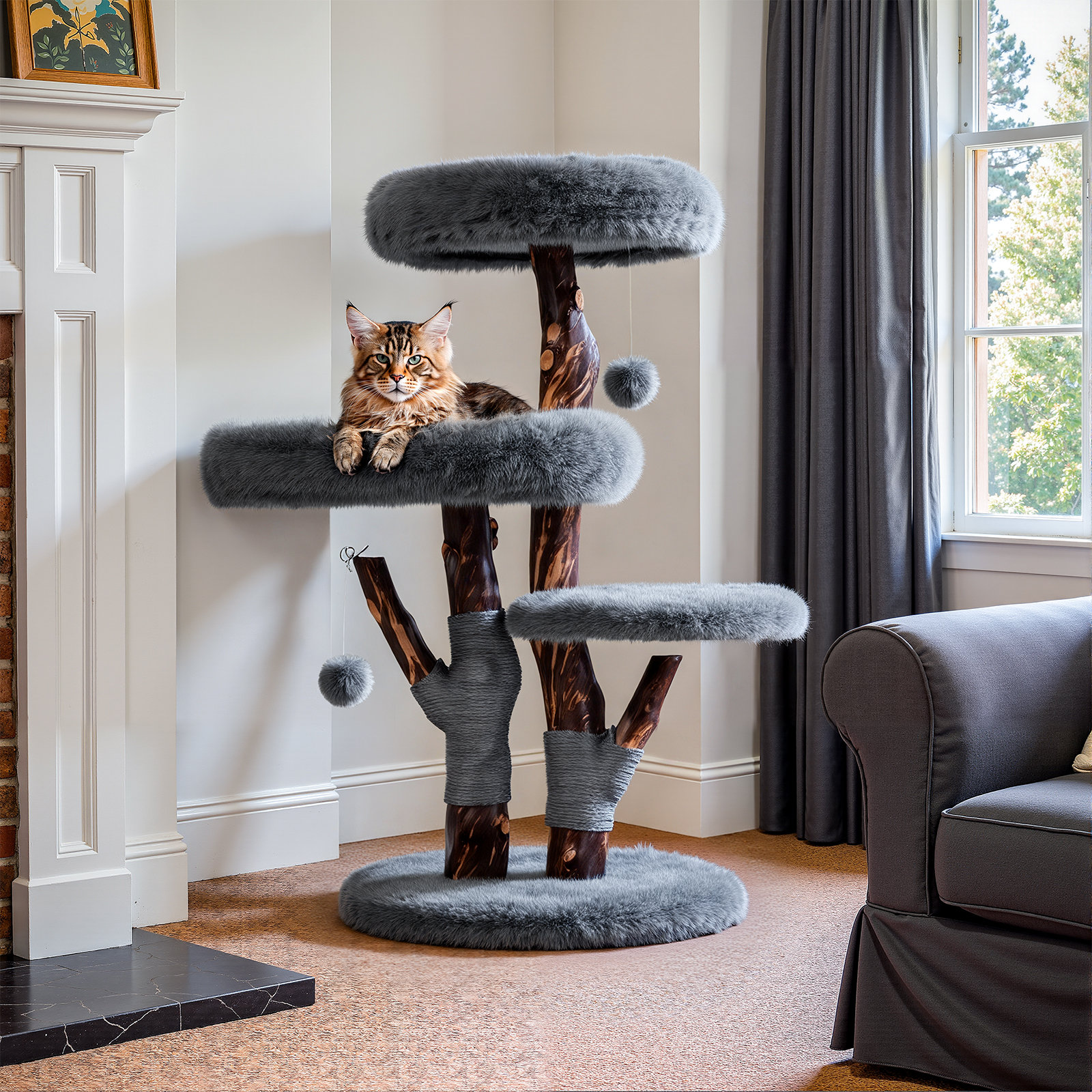 Tucker Murphy Pet™ Unique Solid Wood Cat Tree for Big Cats&MianeCoon ...