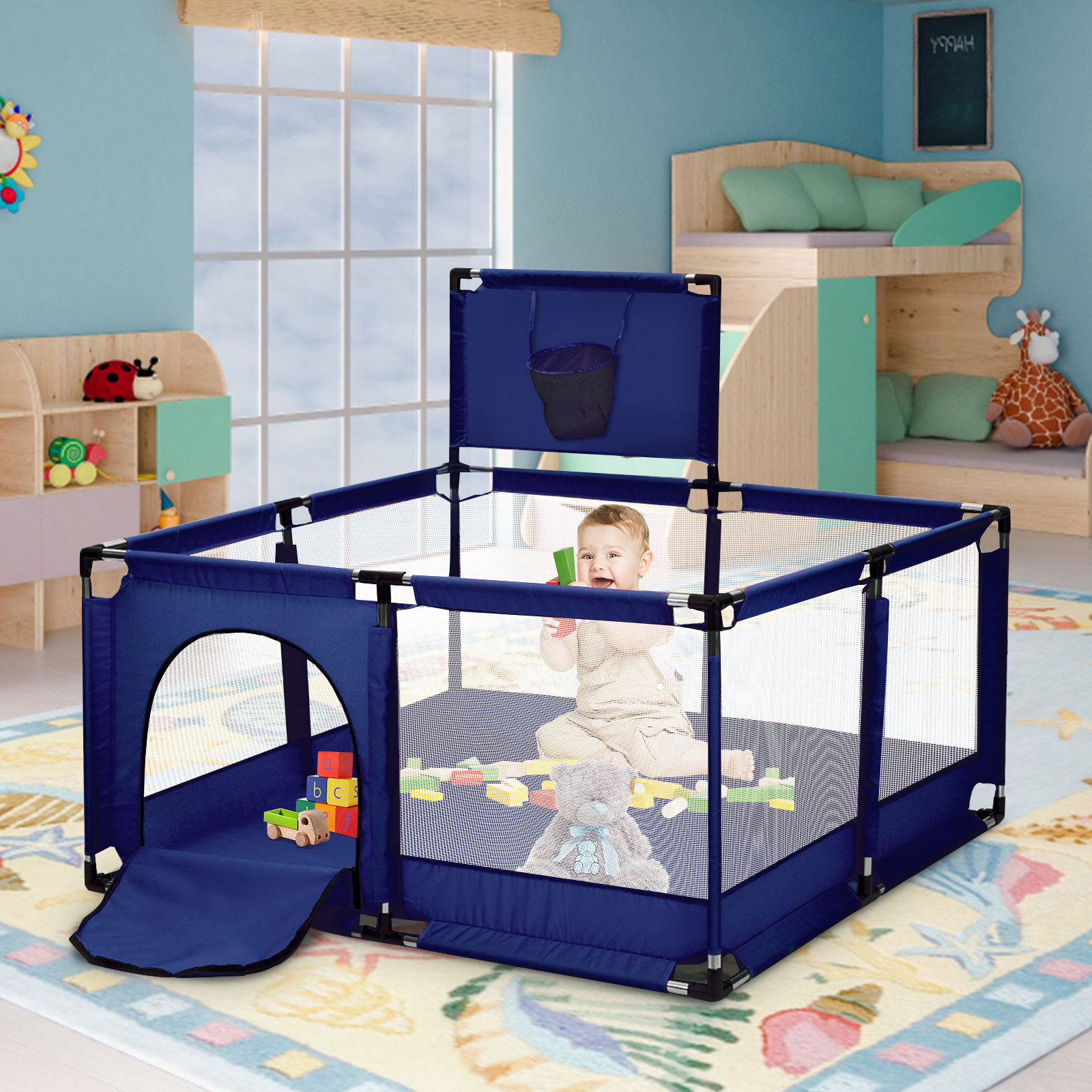 WOODYHOME Large Baby Playpen Safety Gate & Reviews | Wayfair