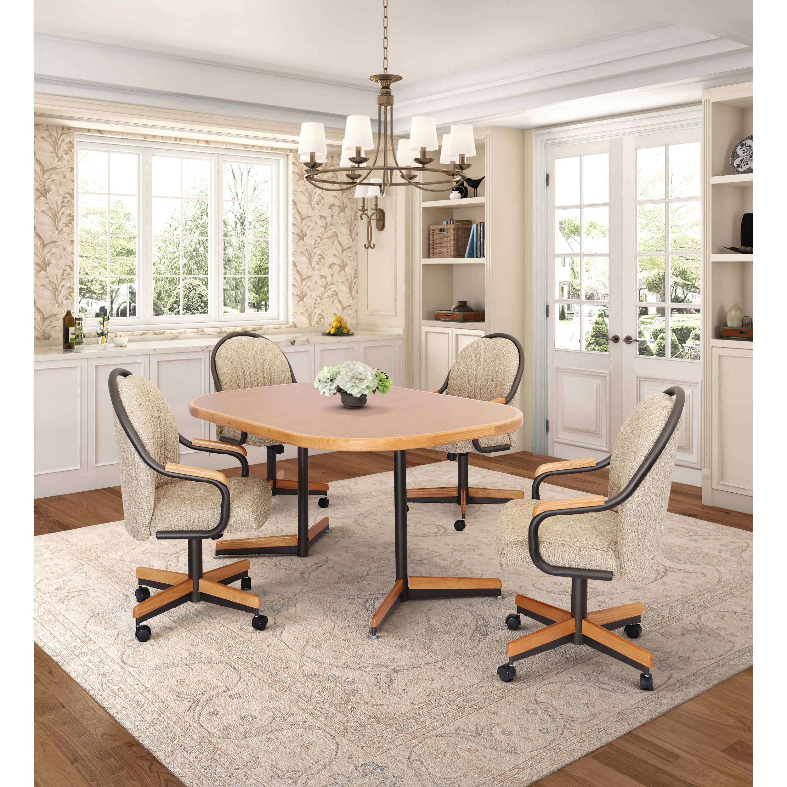 Caster Chair Company 5-Piece Extendable Double-Pedestal Caster Dining ...
