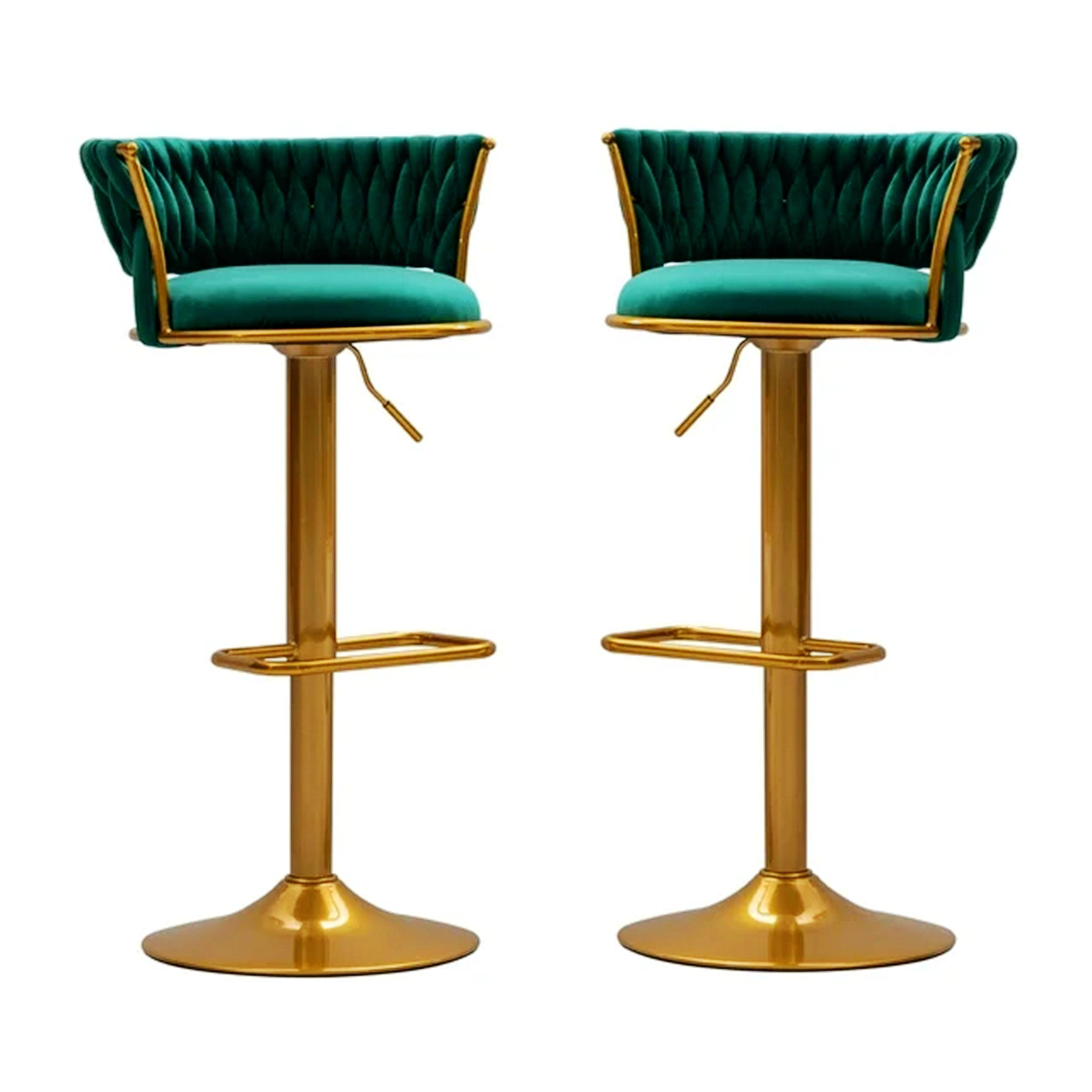 Mercer41 Bar Stools, Height Adjustable ,Basket ,Velvet For Kitchen ...