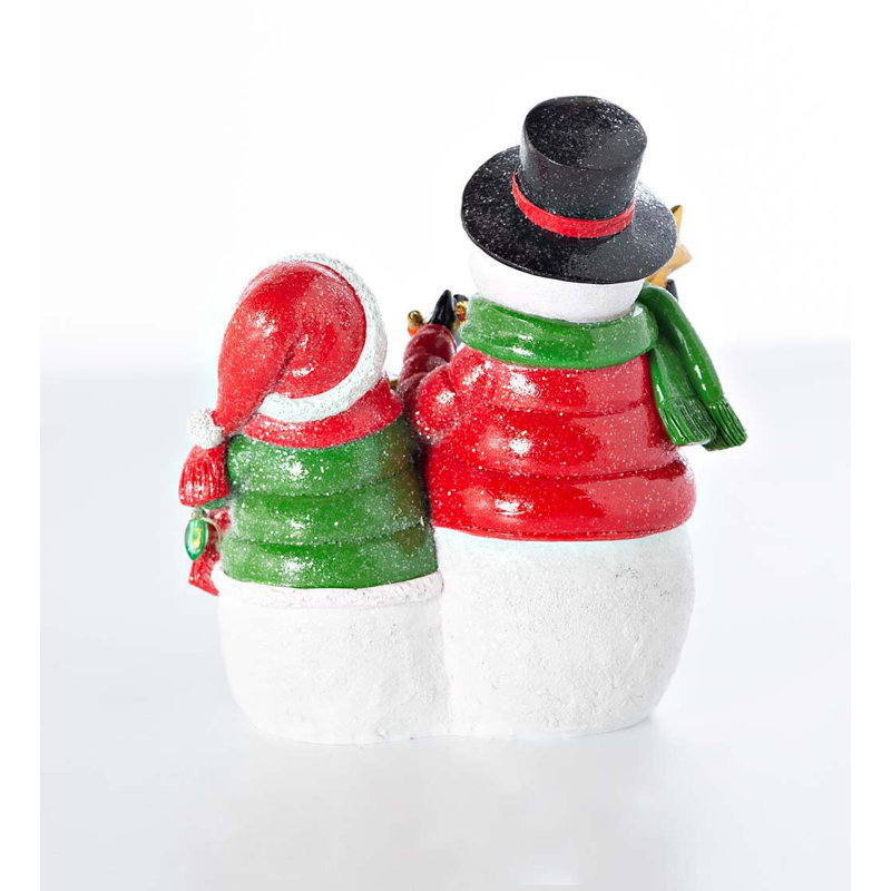 Plow & Hearth 3 Piece Snowman Figurine Set with Christmas Lights | Wayfair