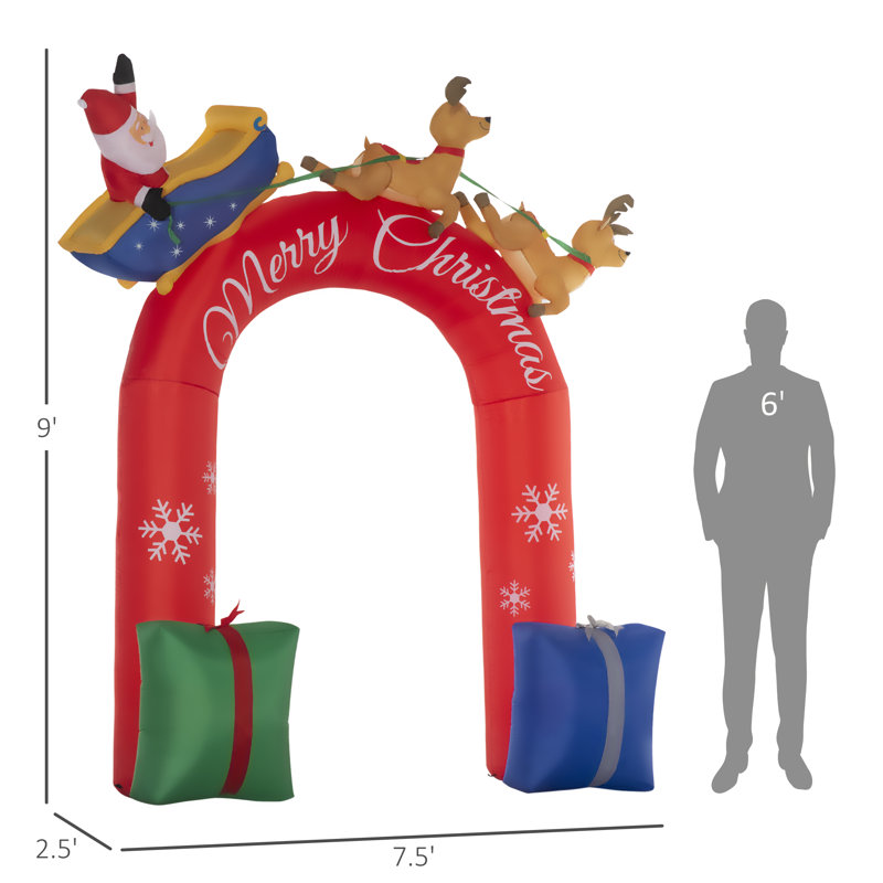 The Holiday Aisle® Christmas Arch with Santa Claus Riding a Sled ...