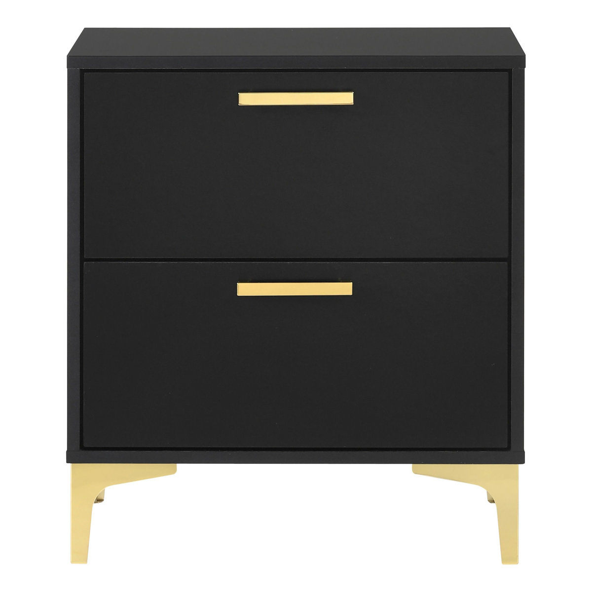 Mercer41 Jamond 2 - Drawer Nightstand in Black/Gold | Wayfair