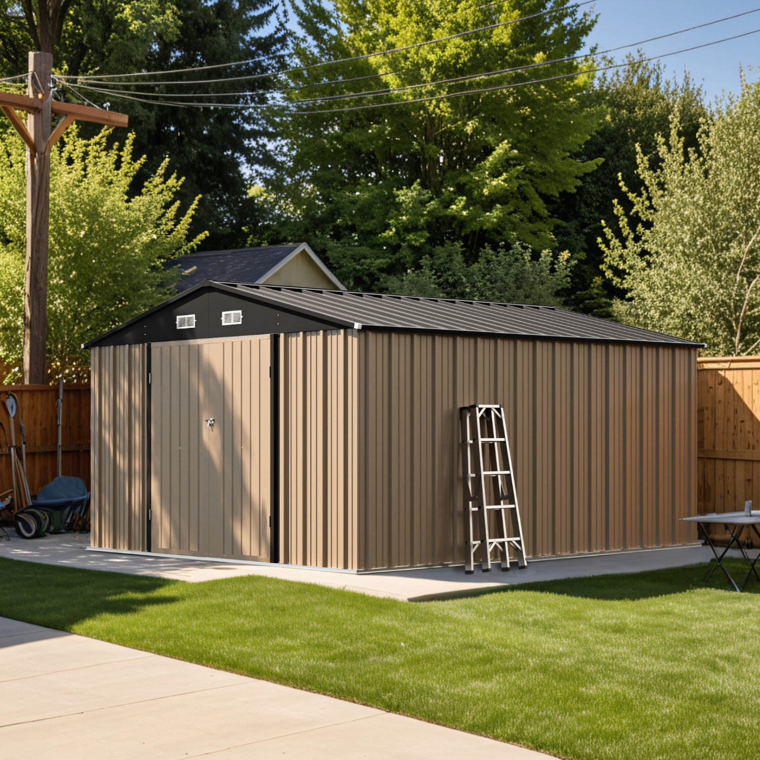 Patiowell 10 ft. W x 12 ft. D Outdoor Metal Storage Shed & Reviews ...