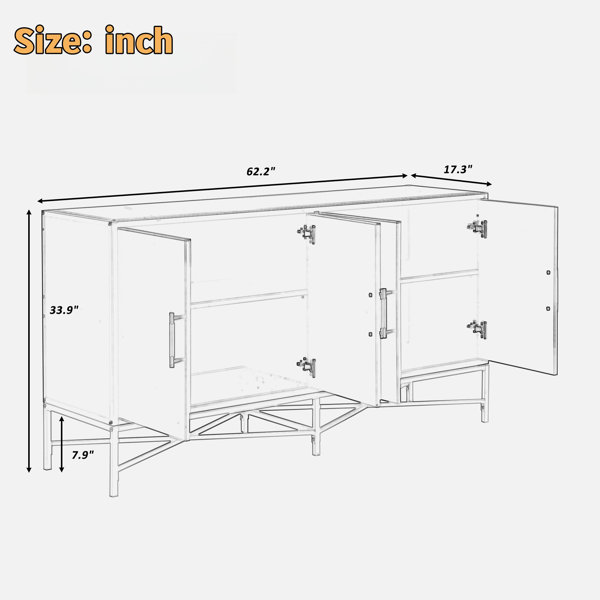 Mercer41 Huard Four-door Sideboard with Metal Cross-Leg Design and ...
