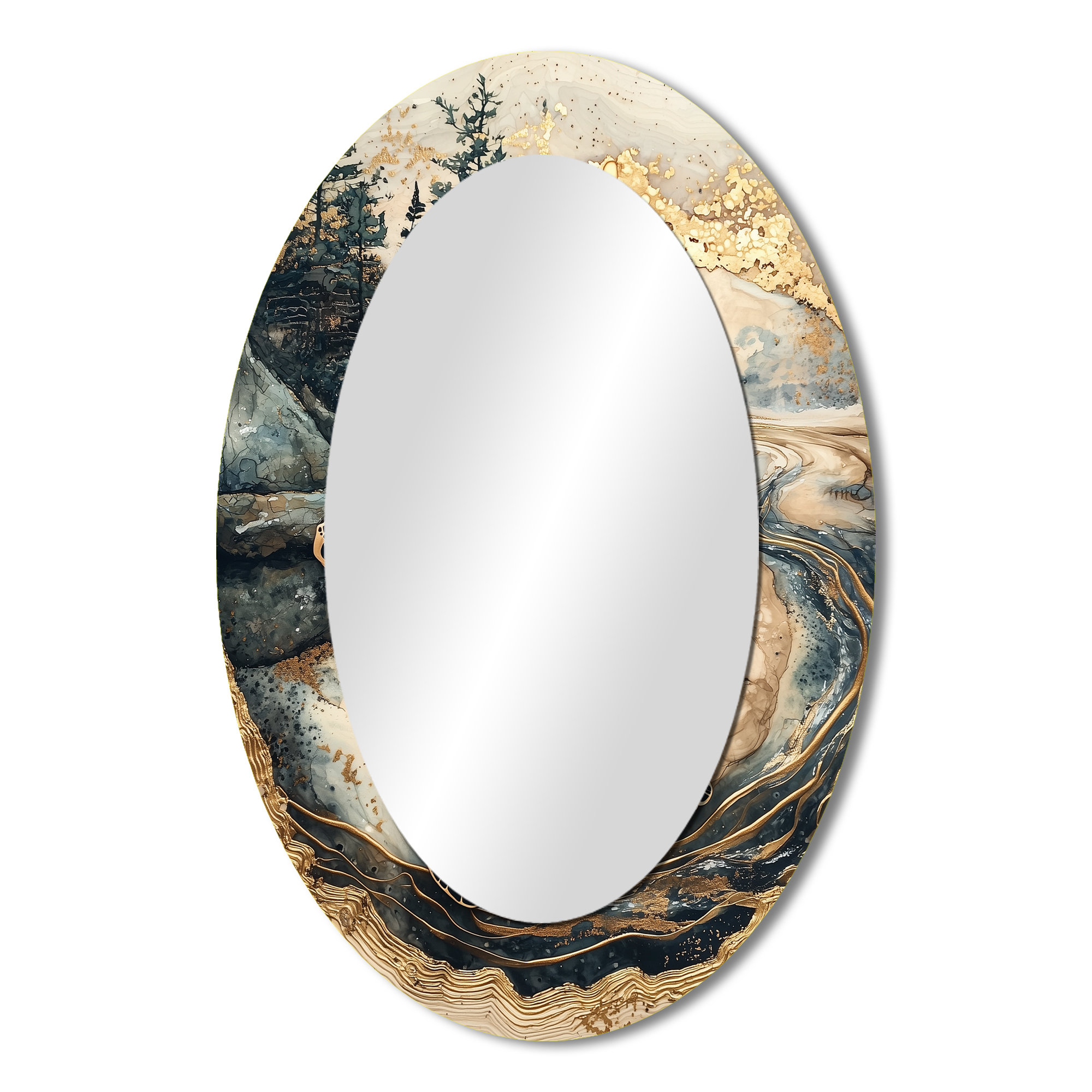 Mercer41 Turtle On Forest Landscape Collage - Large Oval Wall Mirror On ...