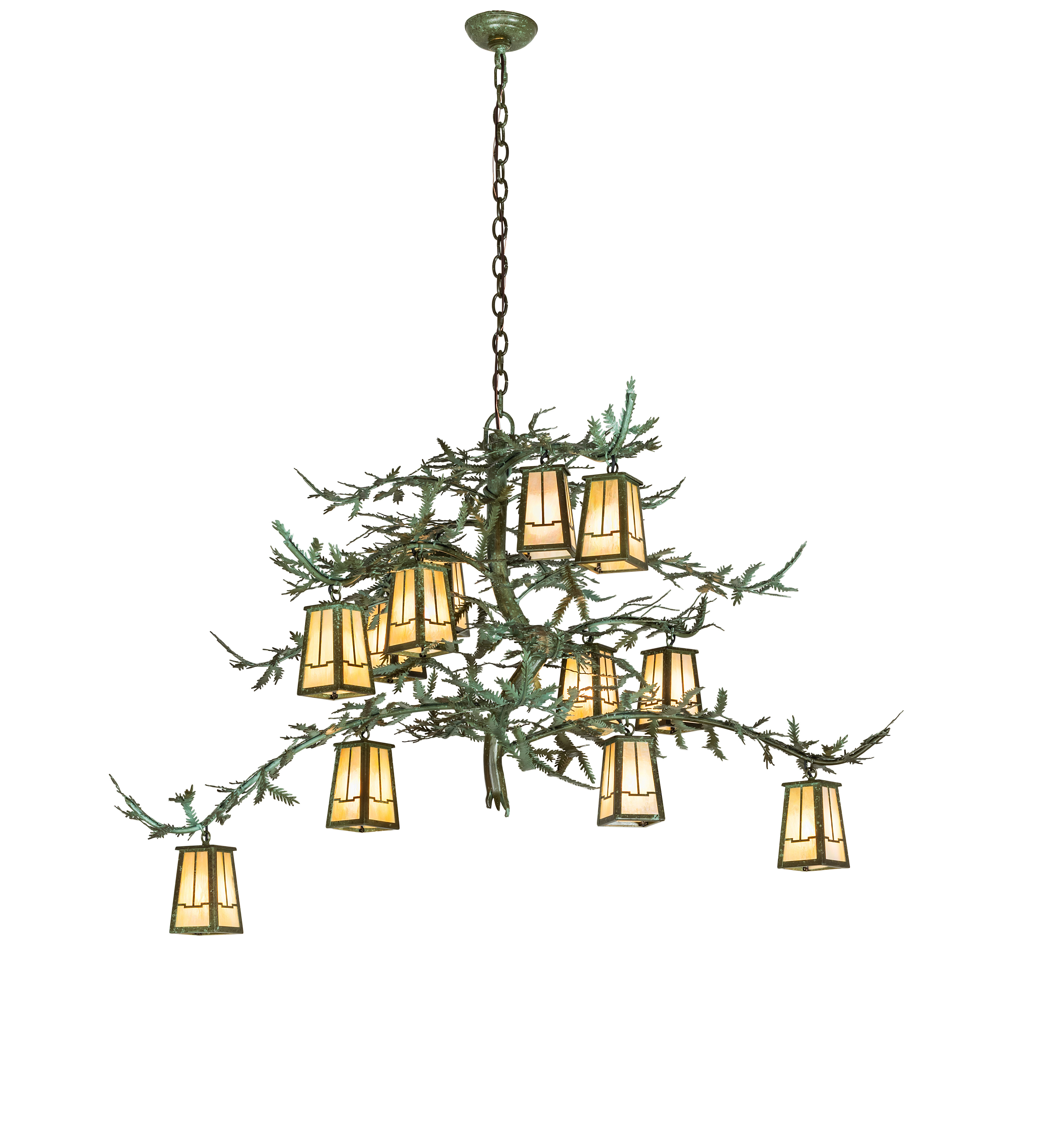 Foundry Select 54" Long Pine Branch Valley View 12 Light Oblong ...