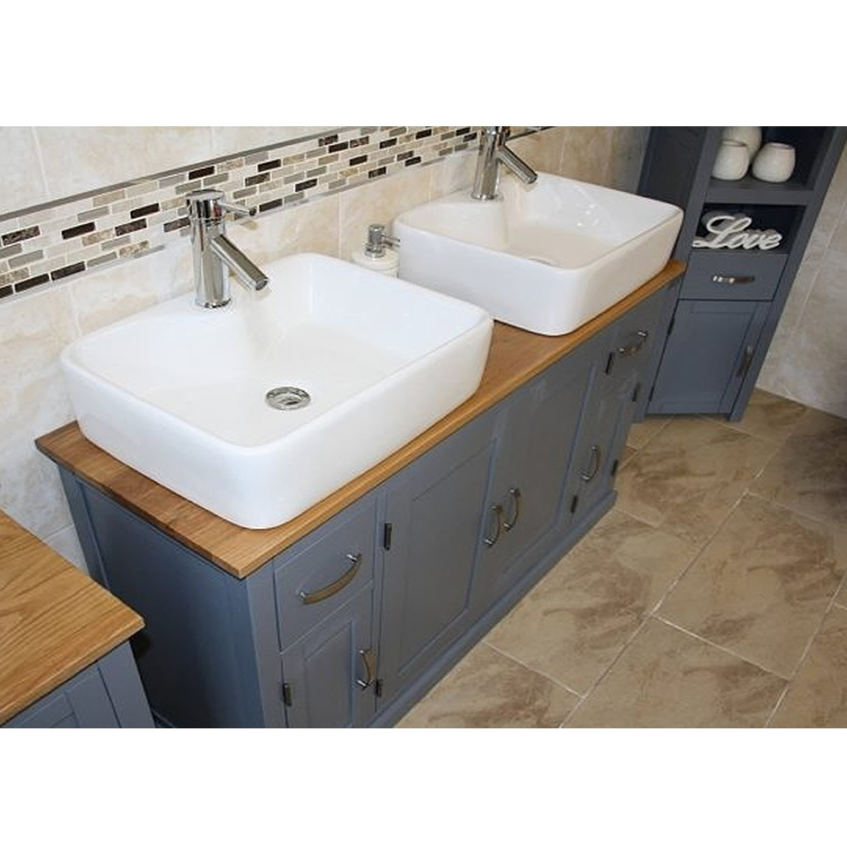Bathrooms More Store Solid Beech 1230mm Free-standing Double Vanity ...