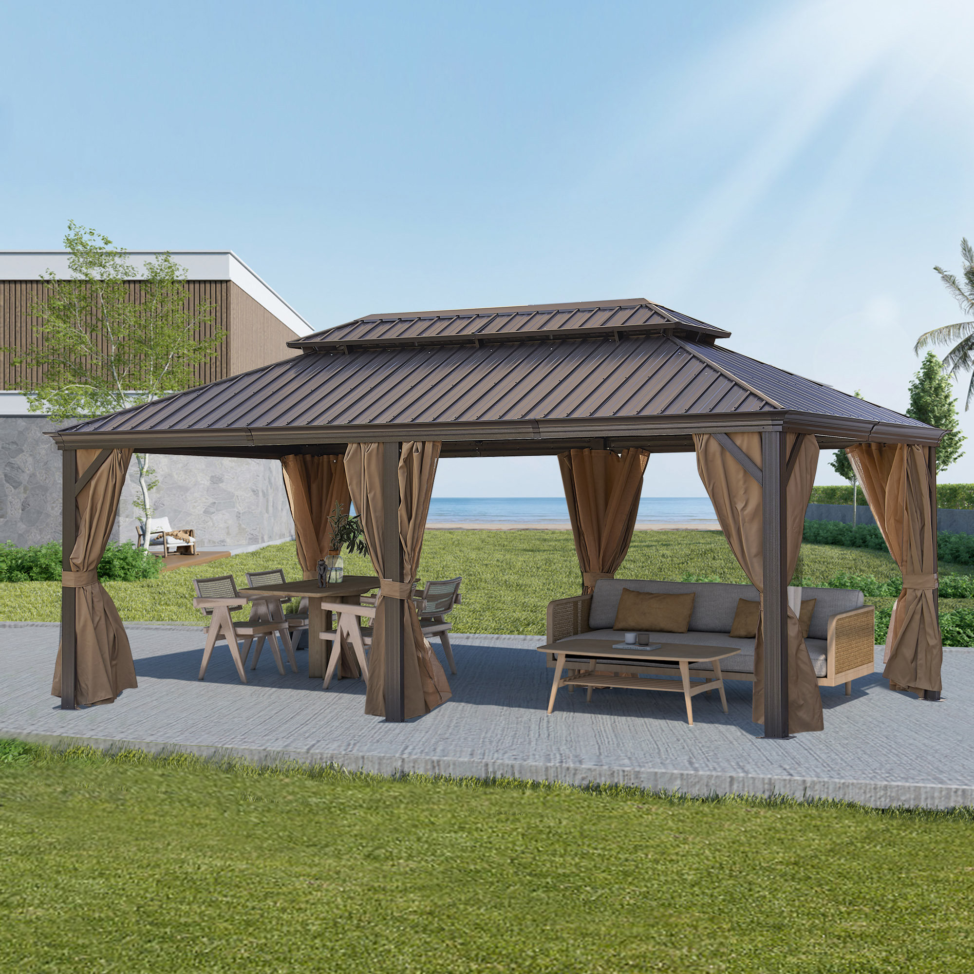 HomeViewto 12*20FT Outdoor Permanent Hardtop Gazebo Canopy - Wayfair Canada