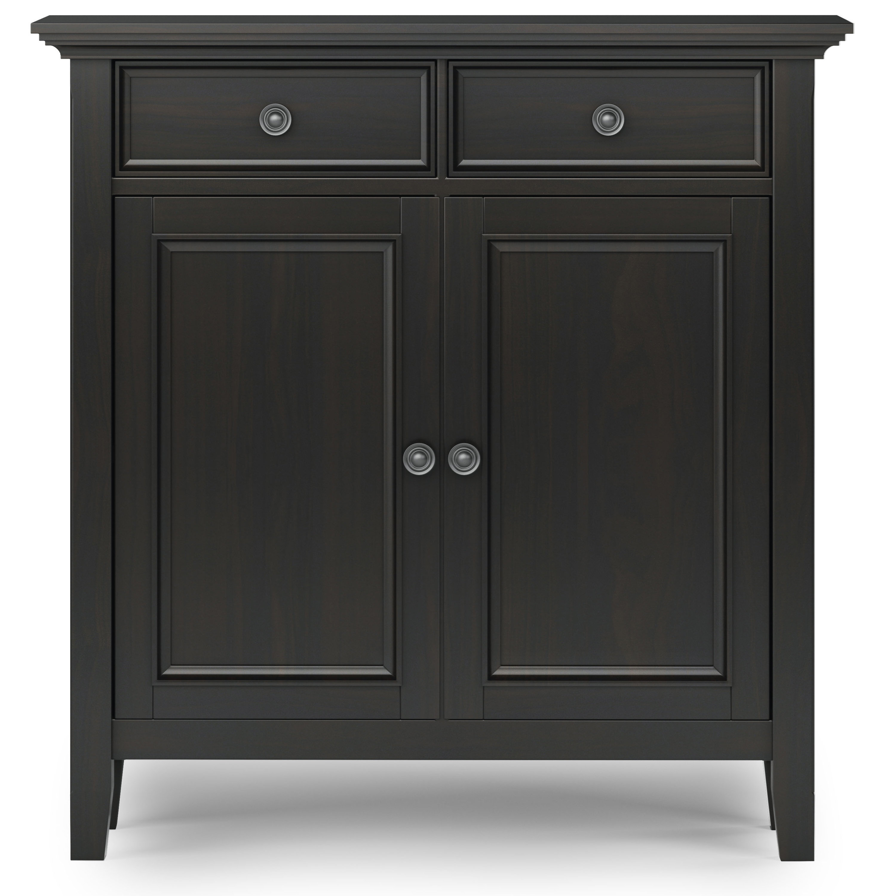 Simpli Home Amherst 36"W Solid Wood 2-Shelf Entryway Storage Cabinet ...