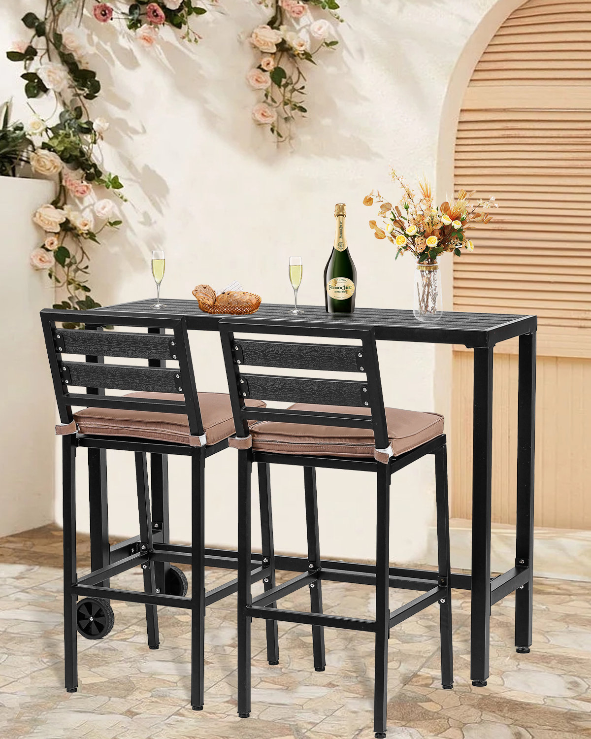 Latitude Run® 3 Piece Outdoor Bar Set With Table - Wayfair Canada