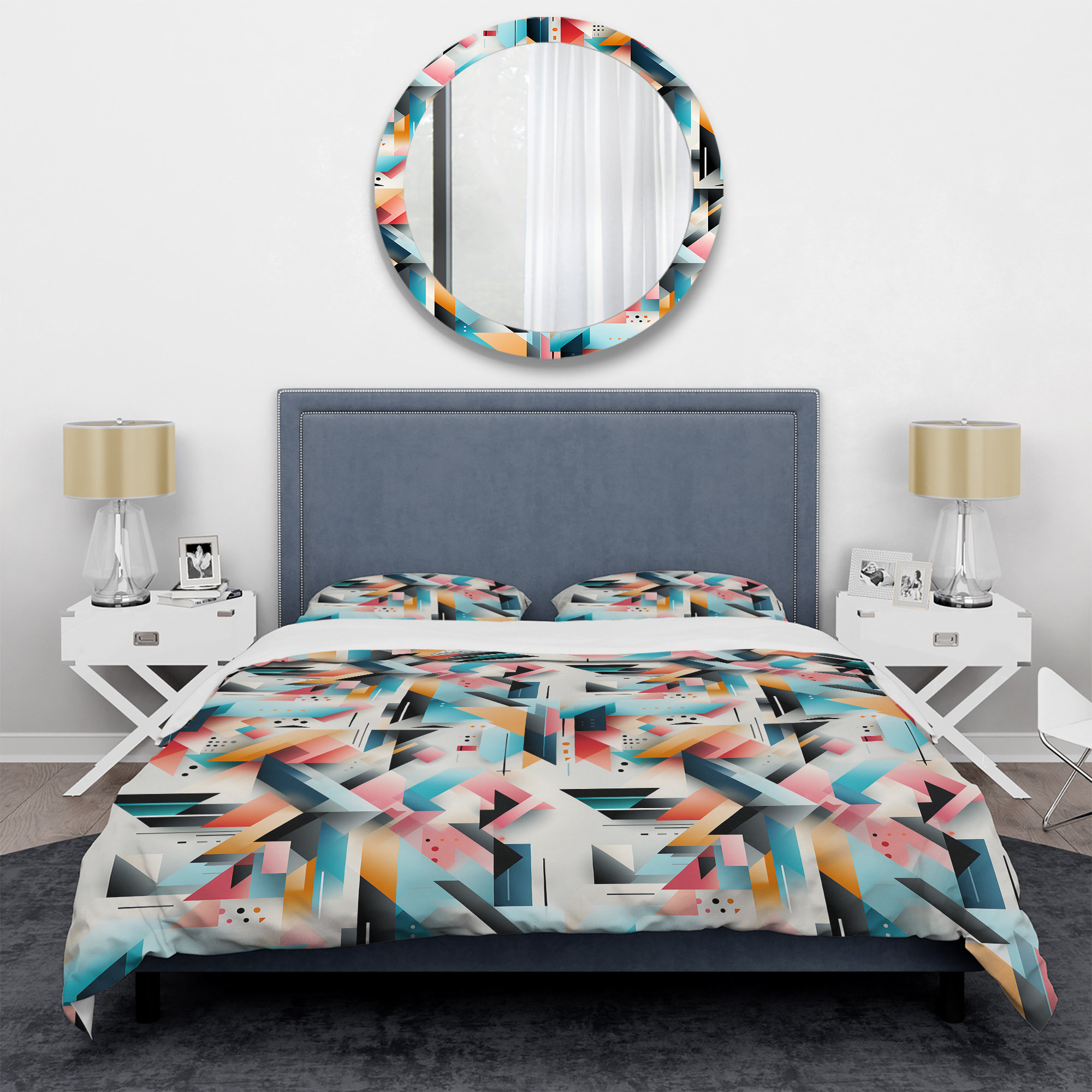 Design Art Multicolor Pastel Color Geometric Fusion - Geometric Duvet ...