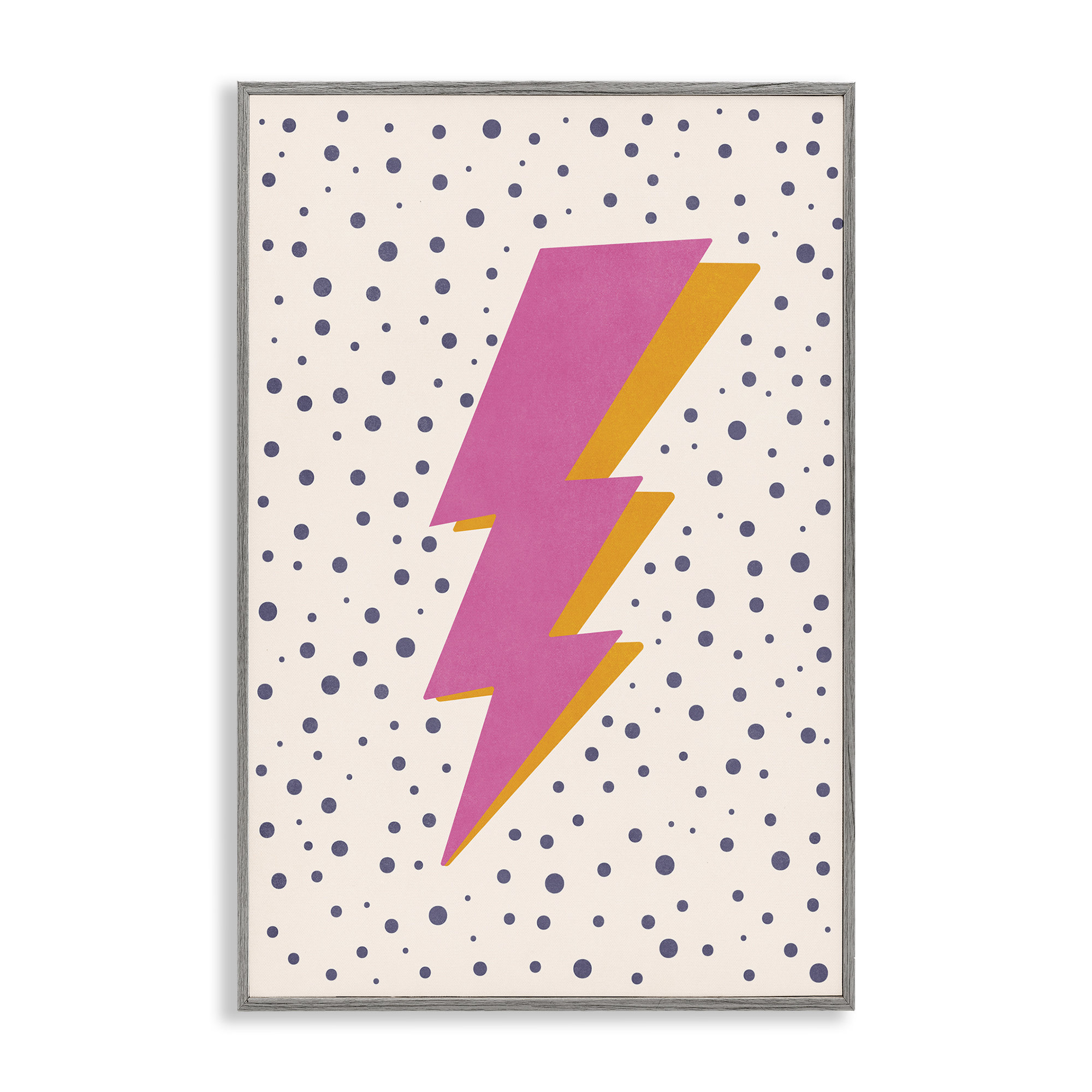 Stupell Industries Pink Dotted Lightning Bolt Gray Framed Giclee Art by ...