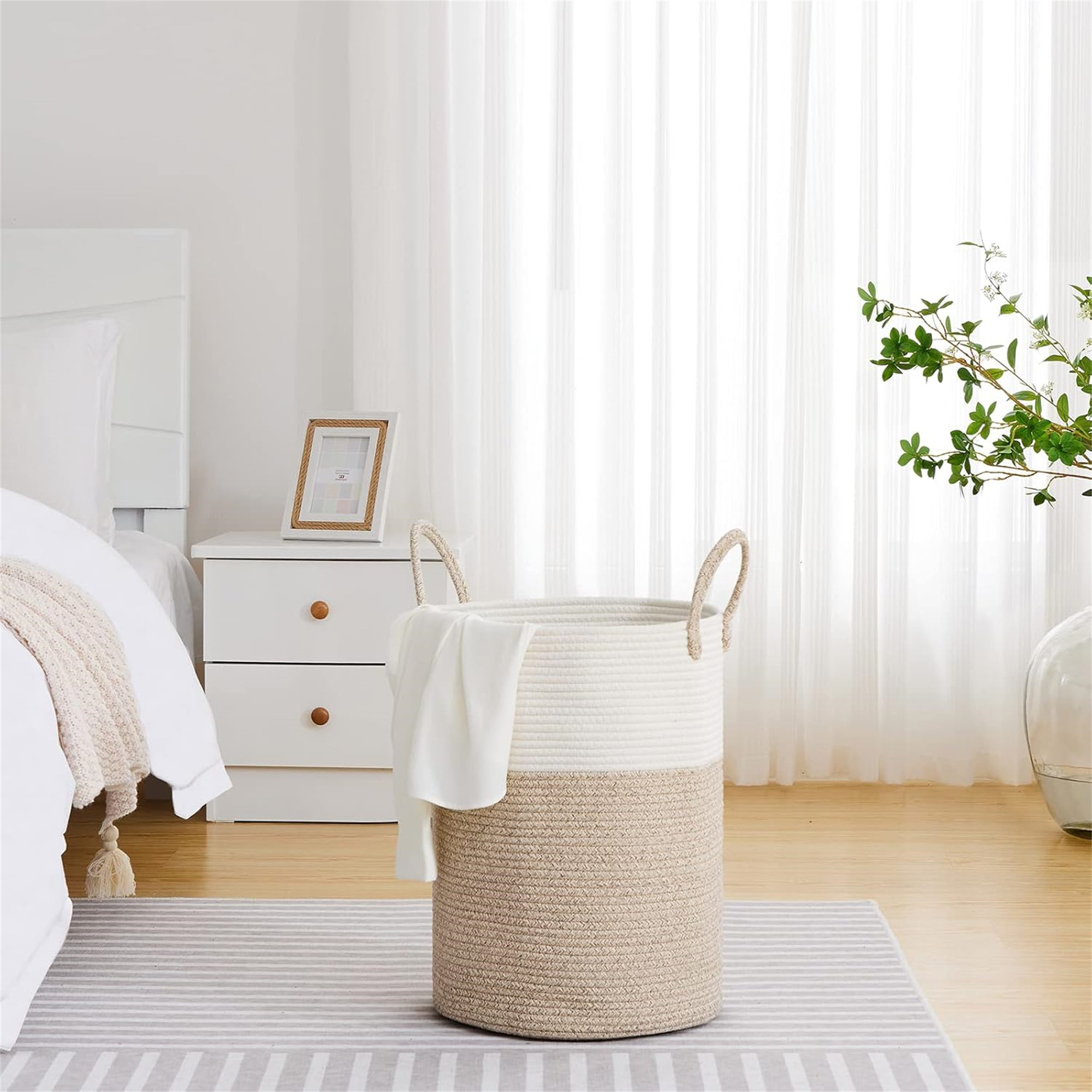 Cubiker Large Laundry Basket, Tall Laundry Hamper, Woven Linen Basket ...