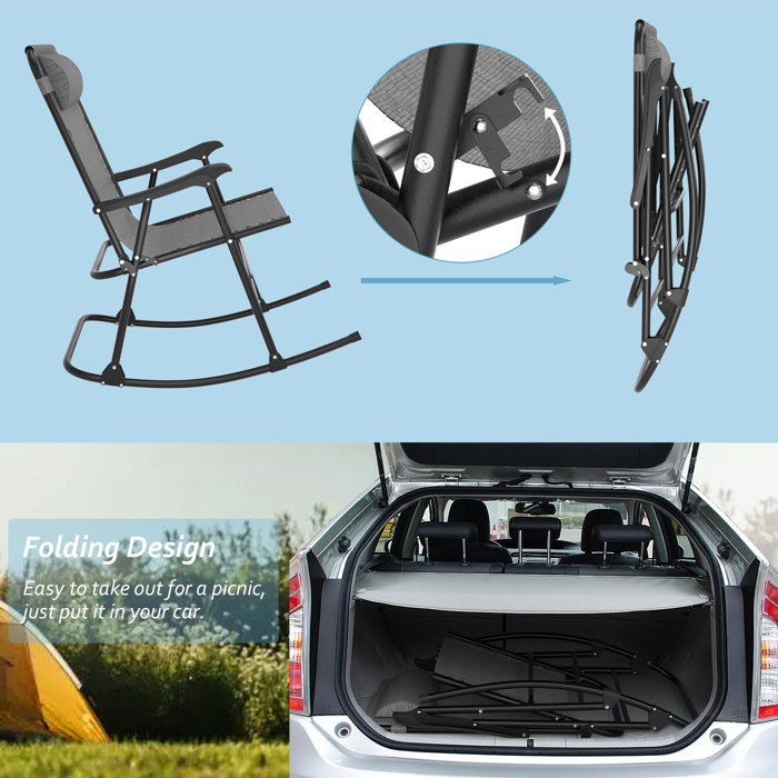 Red Barrel Studio® Kantzer Metal Outdoor Rocking Chair & Reviews | Wayfair