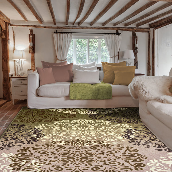 Charlton Home® Reyna Performance Green/Brown Rug & Reviews | Wayfair