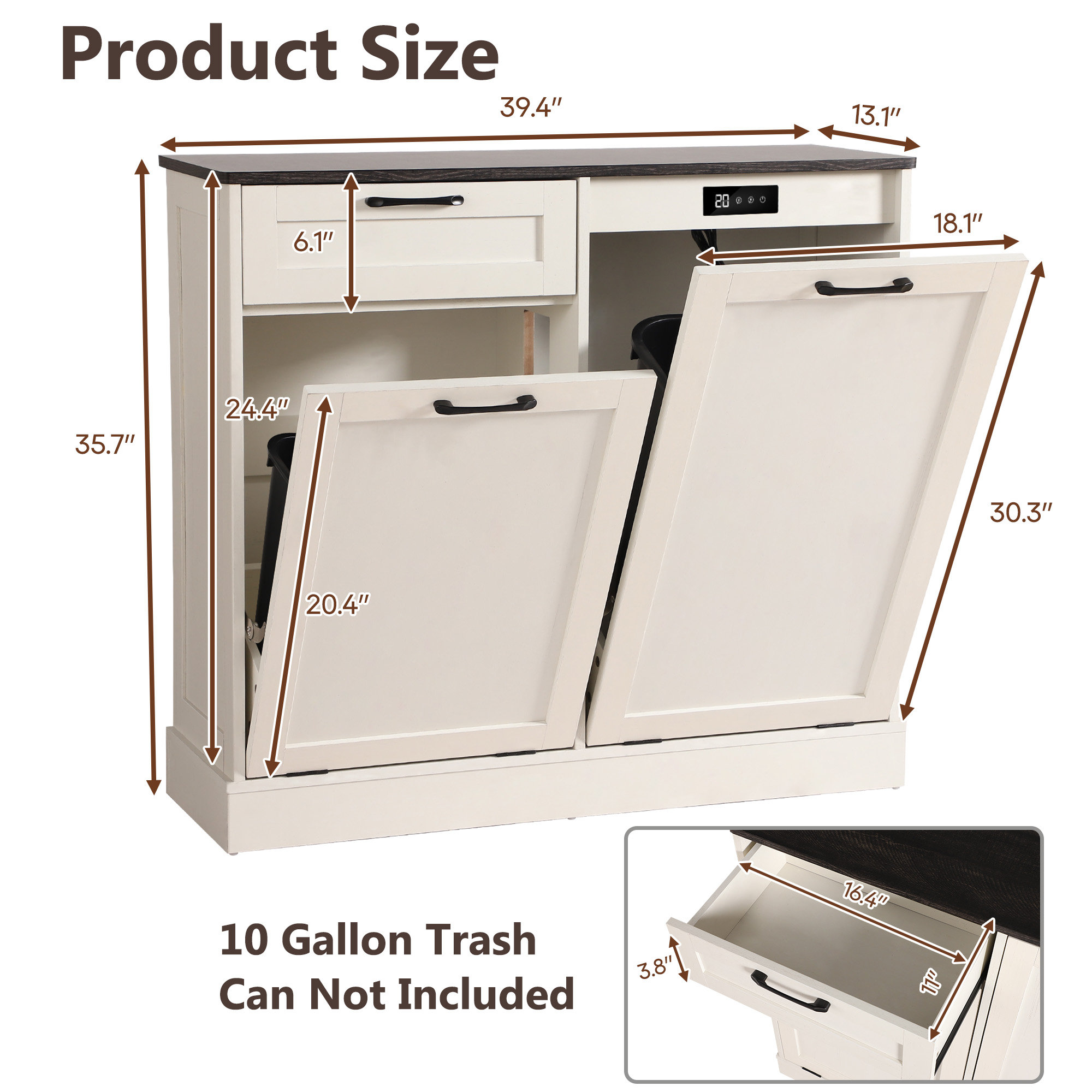 LOUVIXA Tilt Out Trash Can Cabinet, Trashcan Cabinet For Kitchen, Wood ...