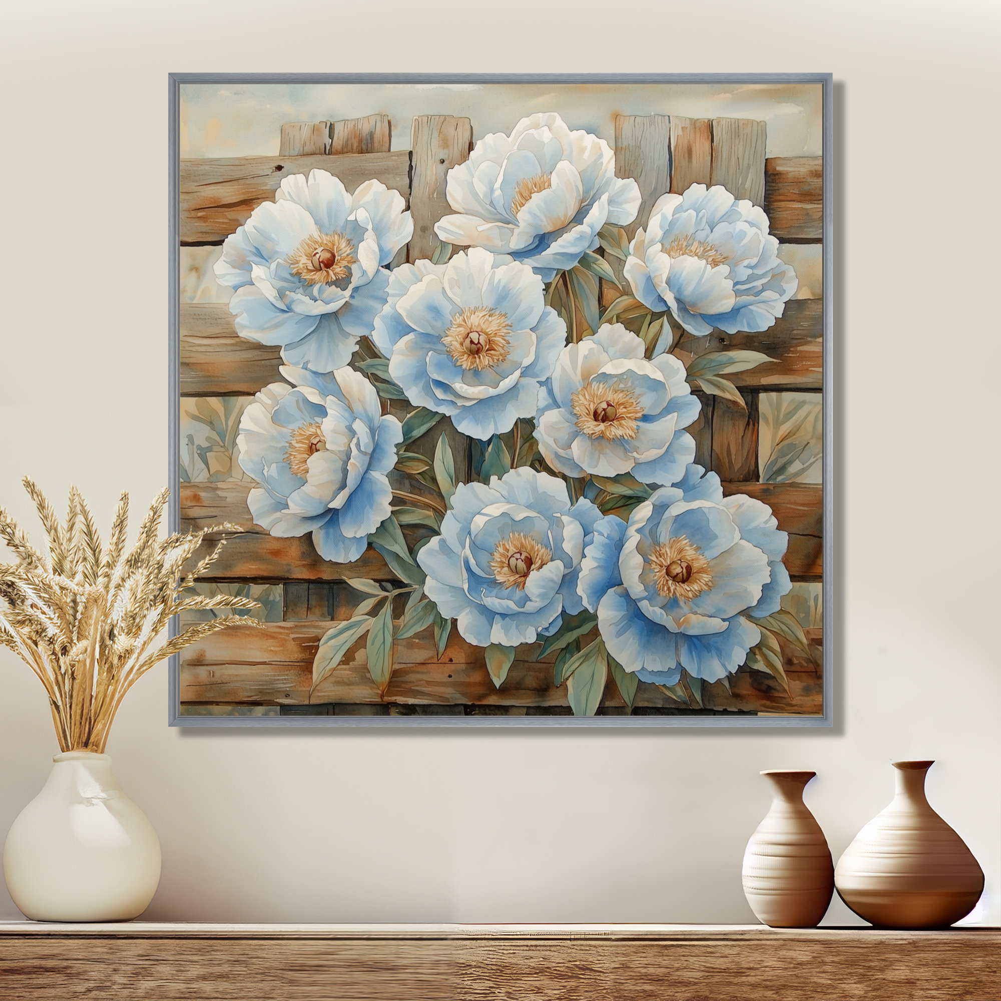 Winston Porter Baby Blue Peonies By The Farm Gate I - Peonies Large ...