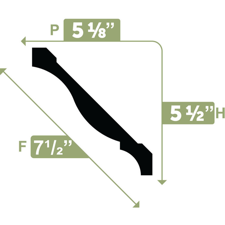 PCI Enterprises 5.46875'' H x 96'' W x 5.15625'' D PVC S4S Moulding ...