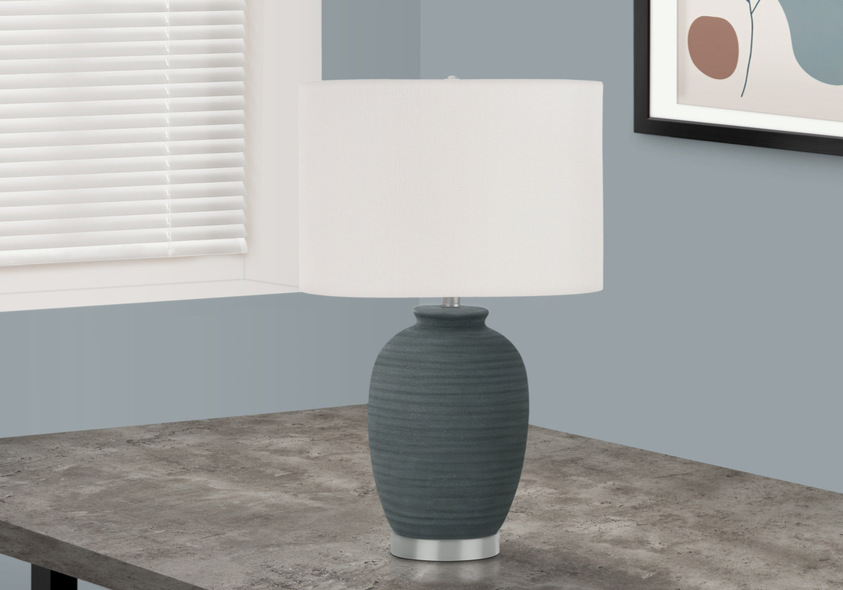Lark Manor™ Lighting, 24"H, Table Lamp, Blue Ceramic, Ivory / Cream ...