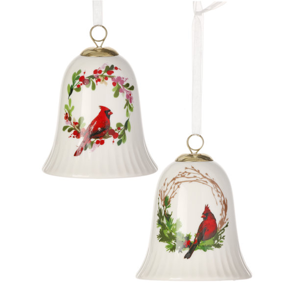 Regency International 4" Porcelain Cardinal Bell Ornament Set of 2 ...