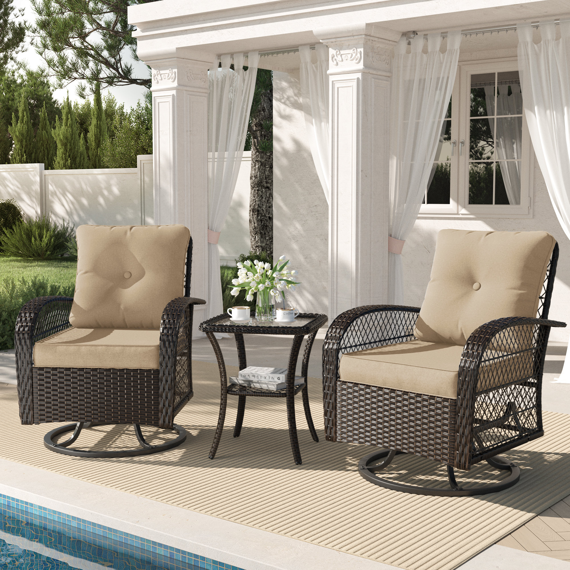 Latitude Run® Rauridh 2 - Person Patio Furniture Rocking Chair with ...